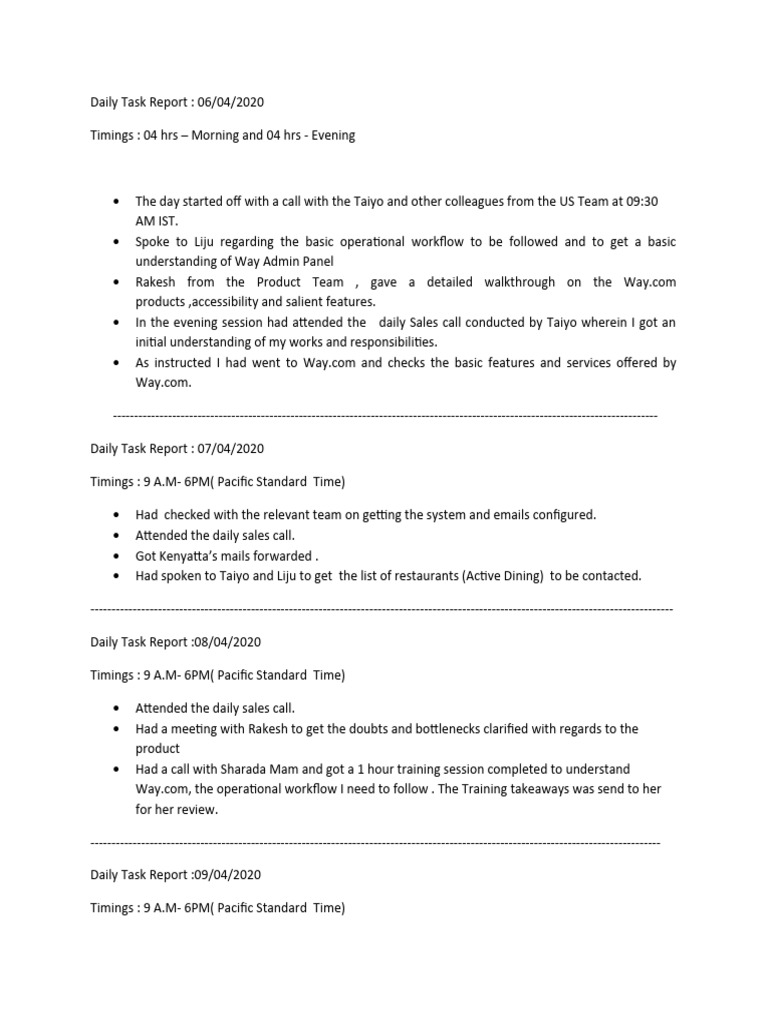 Daily Task Summary: April 2020 | PDF | Computing