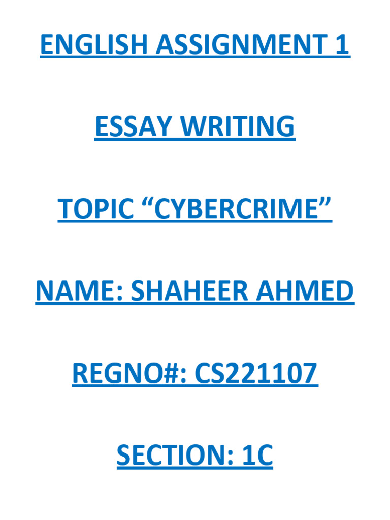 Assignment 1 | PDF | Cybercrime | Internet