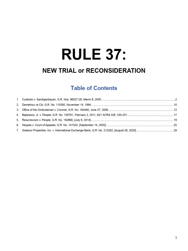 RULE 37 - NEW TRIAL or RECONSIDERATION | PDF | Lawsuit | Witness