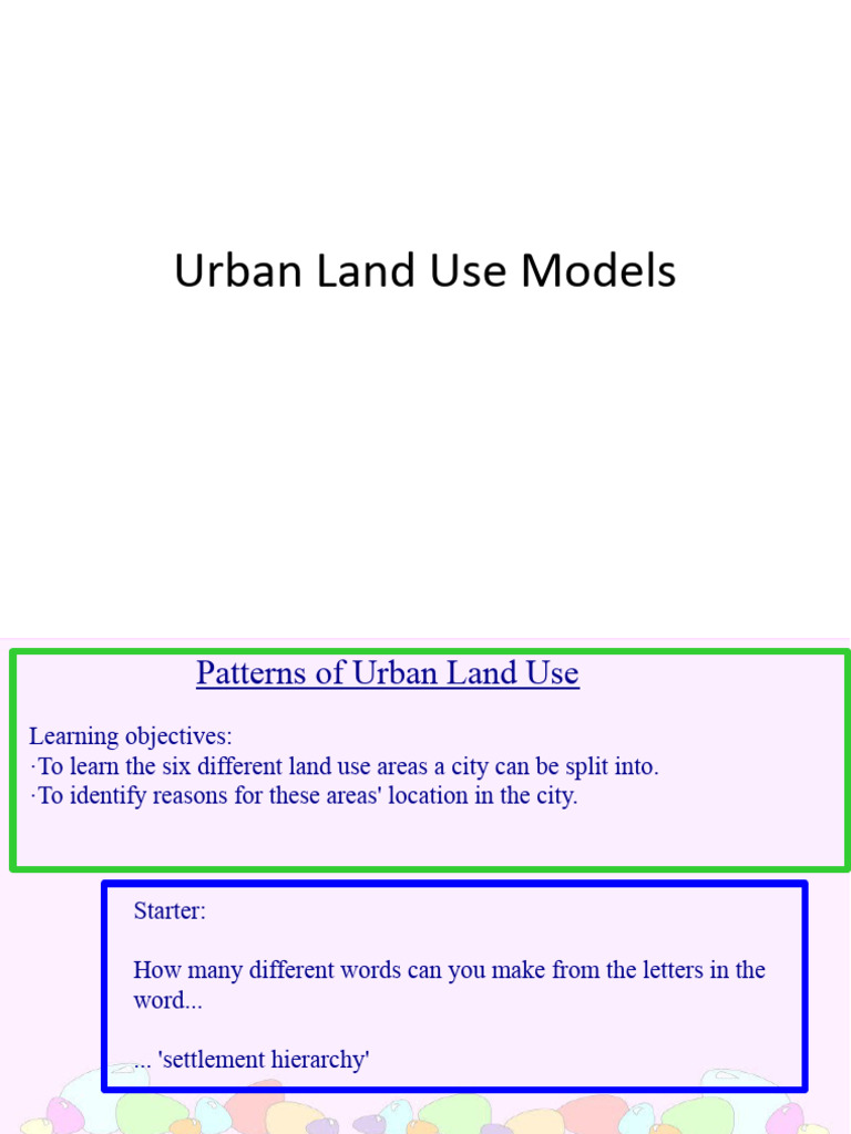 Urban Land Use Teaching Slide | PDF | Suburb | Traffic