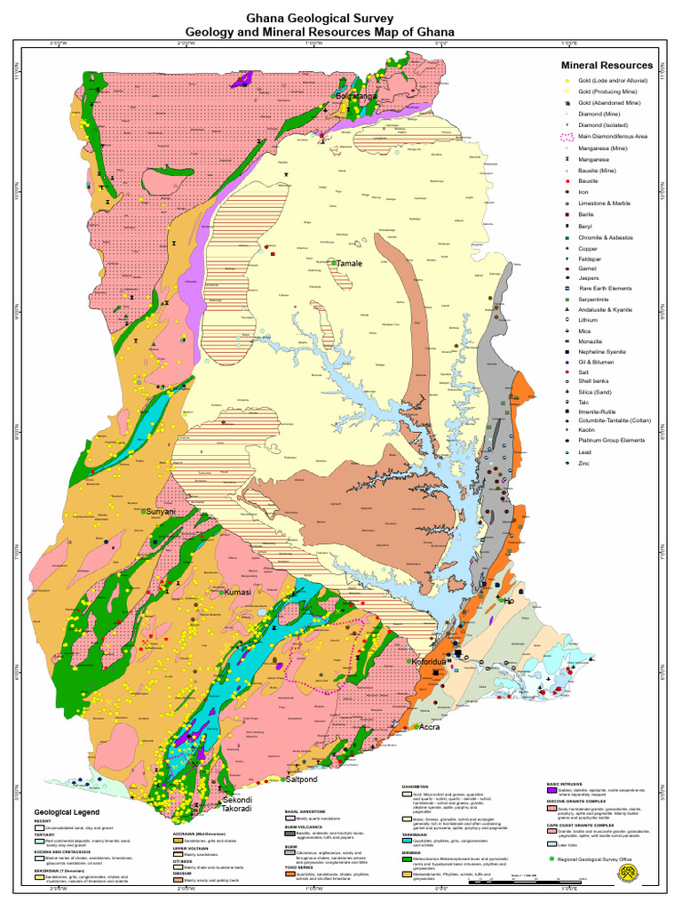 Ghana Mineral Resources Map | PDF | Chemical Substances | Natural Materials