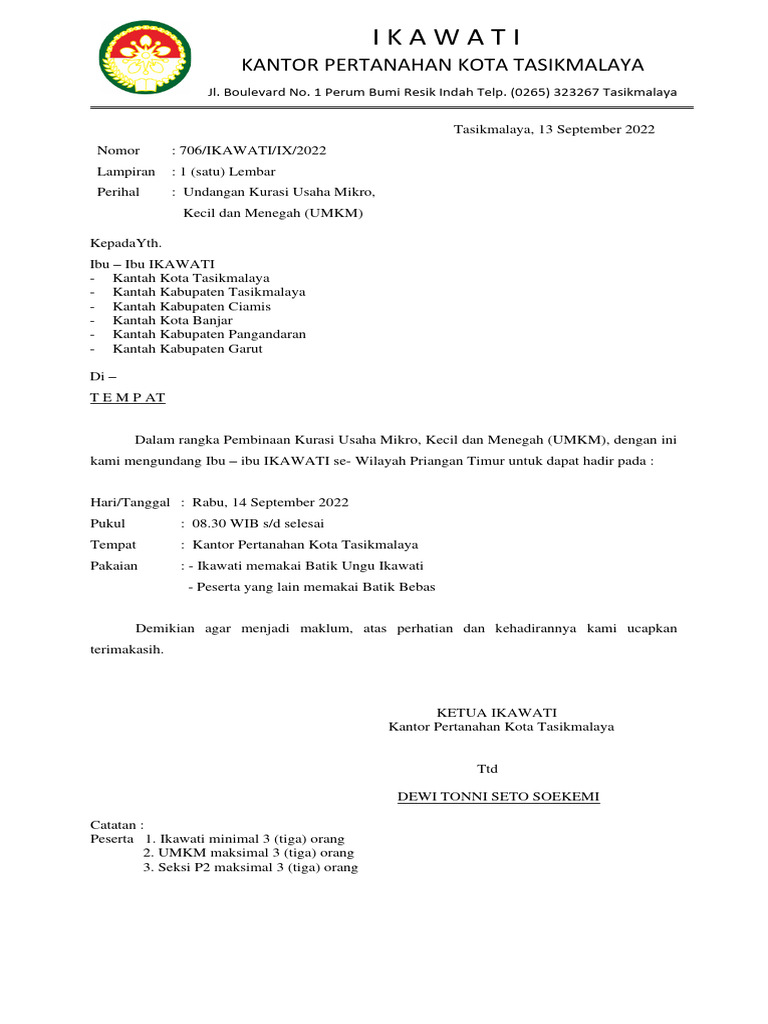Ikawati: Kantor Pertanahan Kota Tasikmalaya | PDF