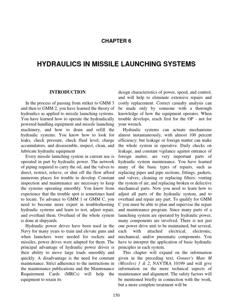 GMM 1 and C CHAPTER 6 Hydraulics in Missile Launching Systems | PDF | Pump | Piston