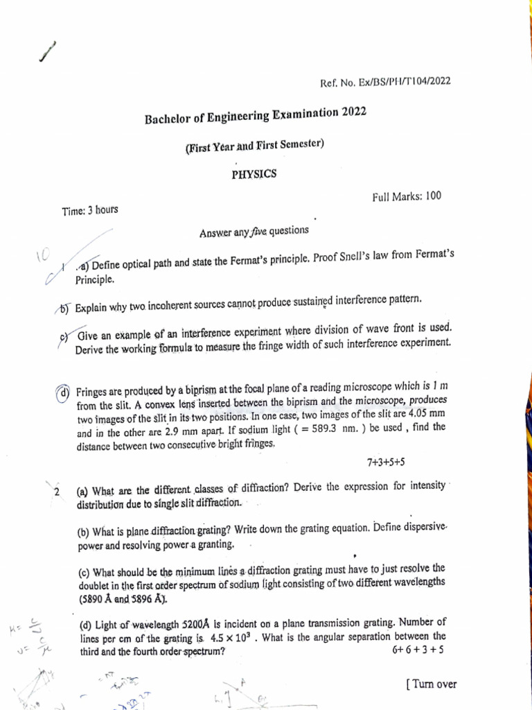 Physics 22 Question | Download Free PDF | Diffraction | Atomic