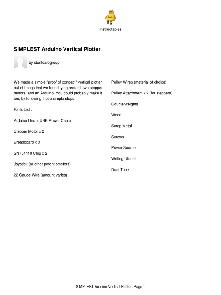 SIMPLEST Arduino Vertical Plotter | PDF | Arduino | Manufactured Goods