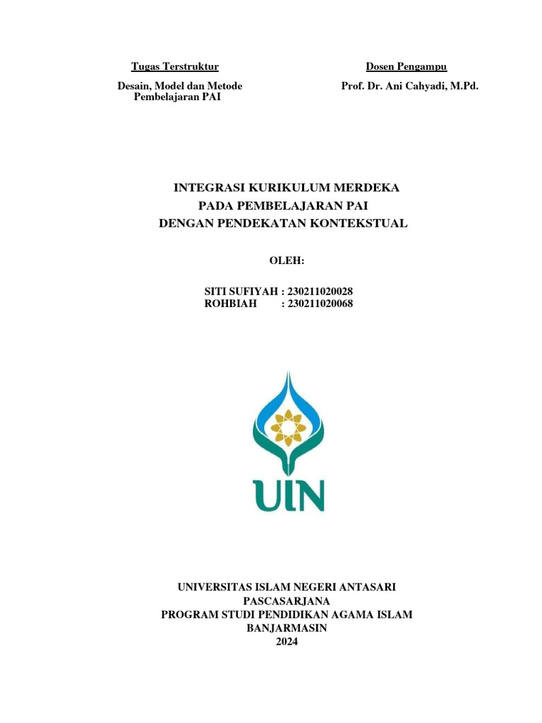 Integrasi PAI dalam Kurikulum Merdeka | PDF