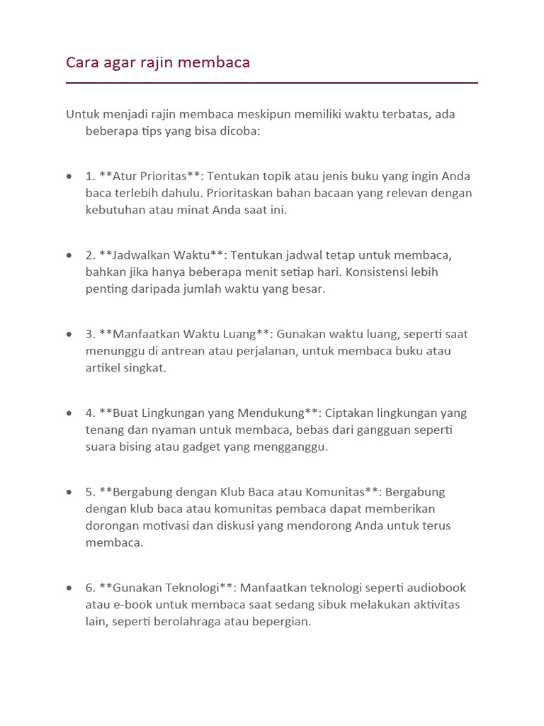 Cara Agar Rajin Membaca | PDF