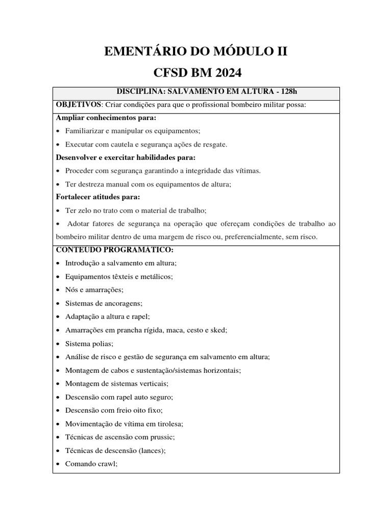 Ementario Do Modulo Ii | PDF | Incêndios | Incêndios