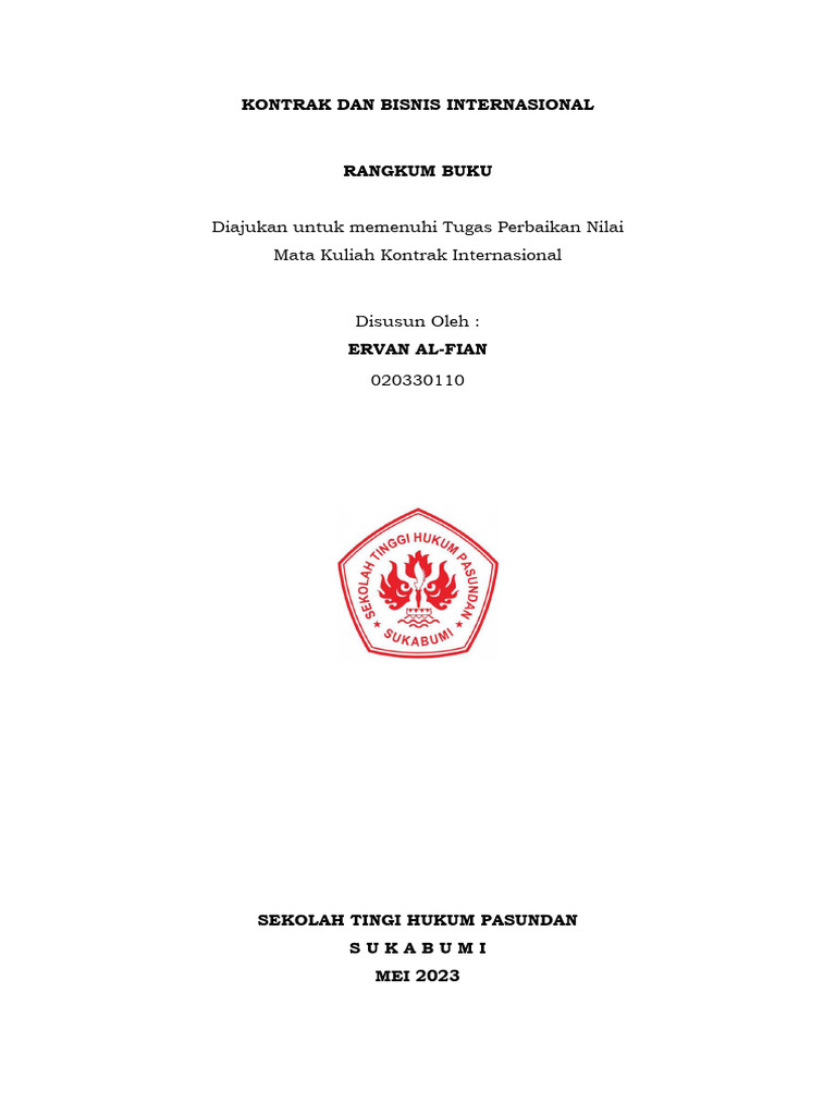 Ervan Al-Fian (020330110) Kontrak Dan Bisnis Internasional | PDF | Ilmu ...