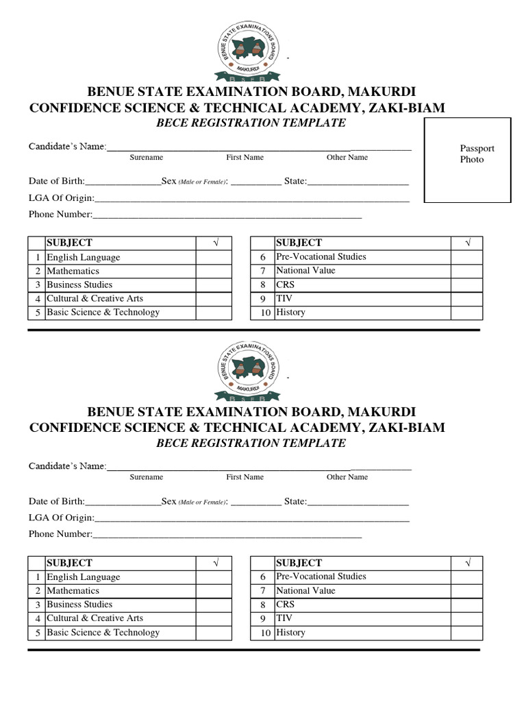 CSTA BECE FORM | PDF