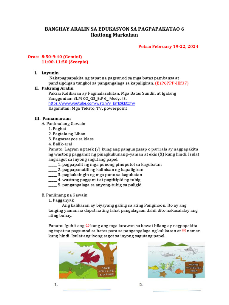 Grade 6 ESP Q3 Wk3-W4 | PDF