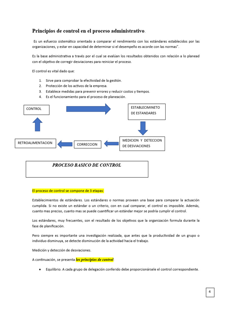 Principios de control en el proceso administrativo 1 | PDF | Business ...