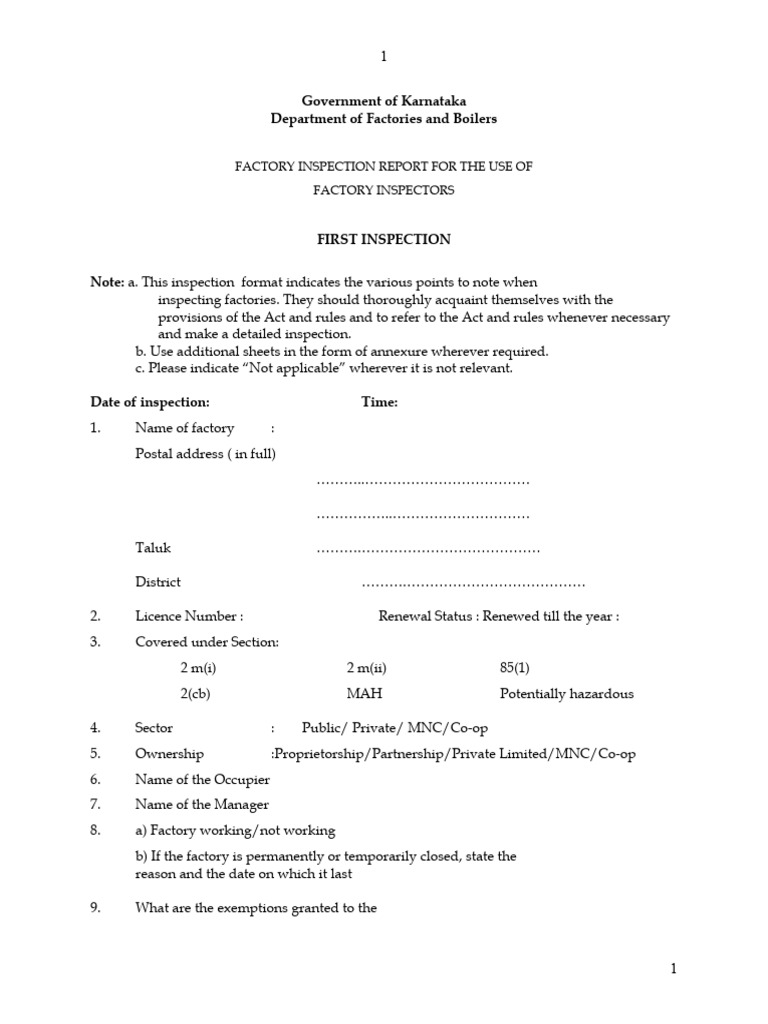 FACTORY INSPECTION REPORT - 1st Inspection | PDF | Hazards | Overtime