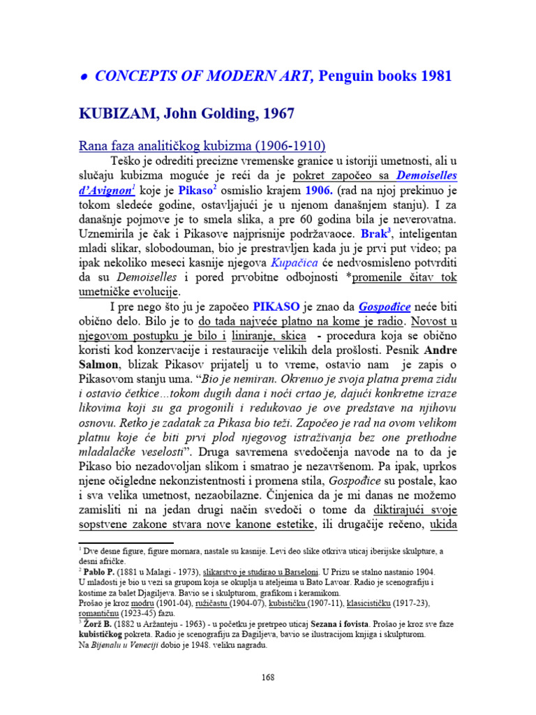 Kubizam (Pikaso), Purizam, Orfizam | PDF