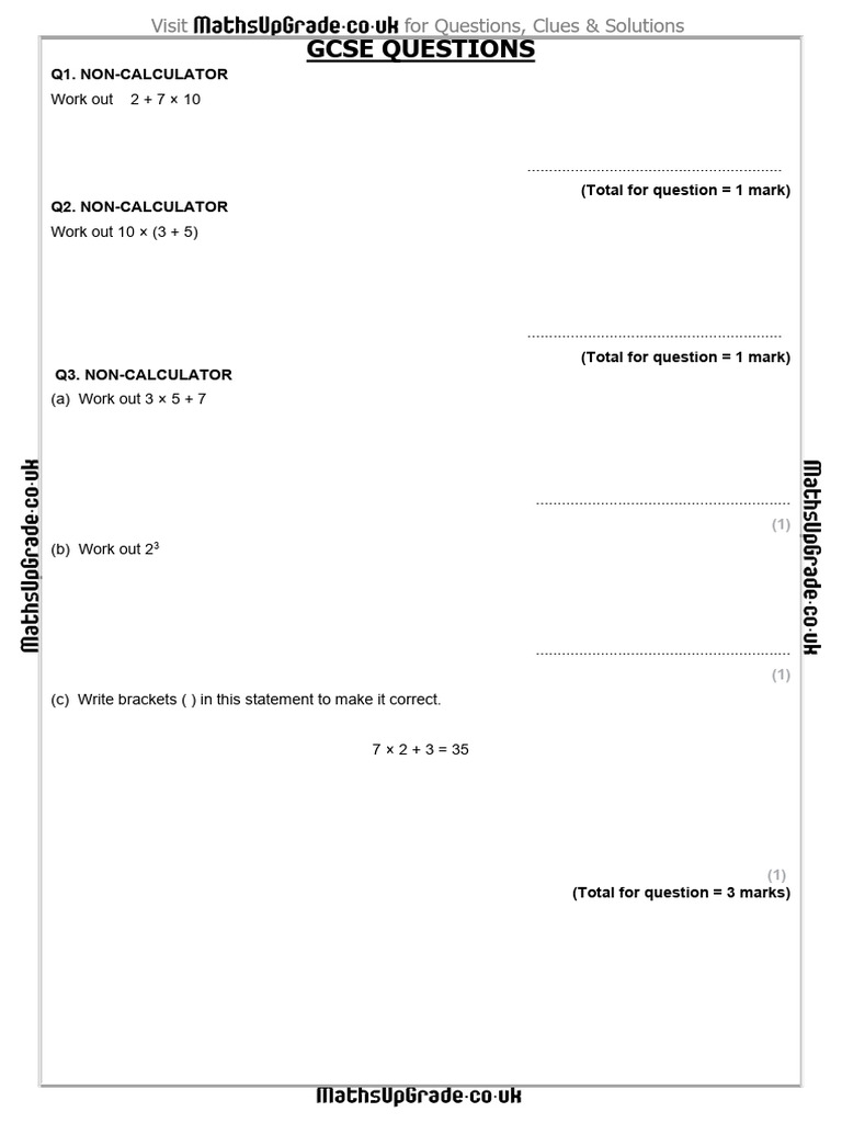 BIDMAS Questions | PDF | Teaching Methods & Materials