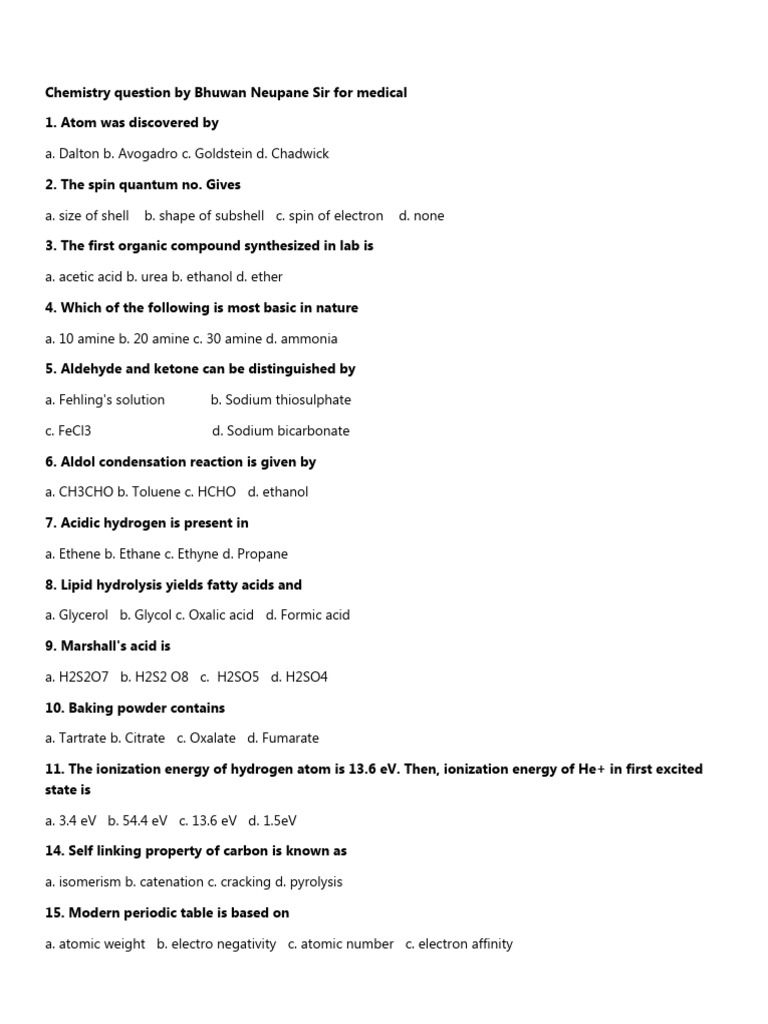 Document Bhuwan Neupane (Medical) | PDF | Acid | Mole (Unit)
