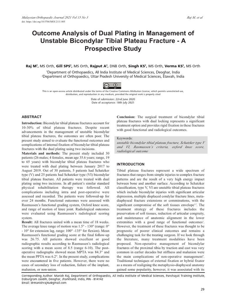 Bicondylar Tibial Plateau | PDF | Knee | Clinical Medicine