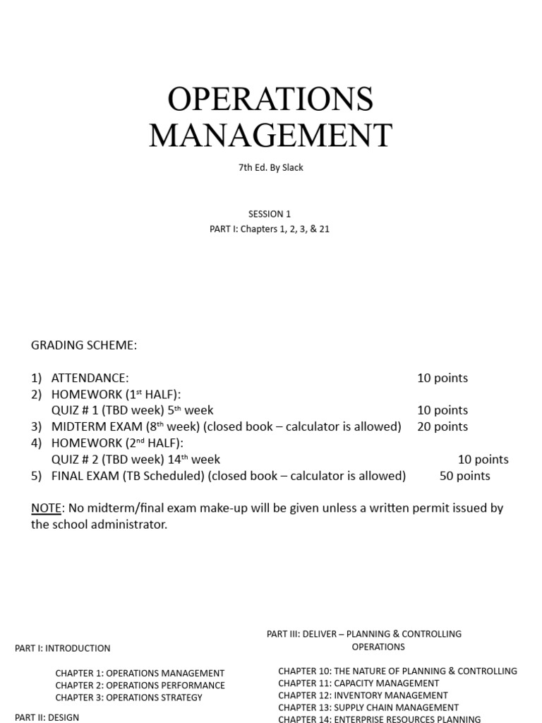 0001 - OM SESSION 1 (Chapters 1, 2, 3, & 21) | PDF | Supply Chain | Customer