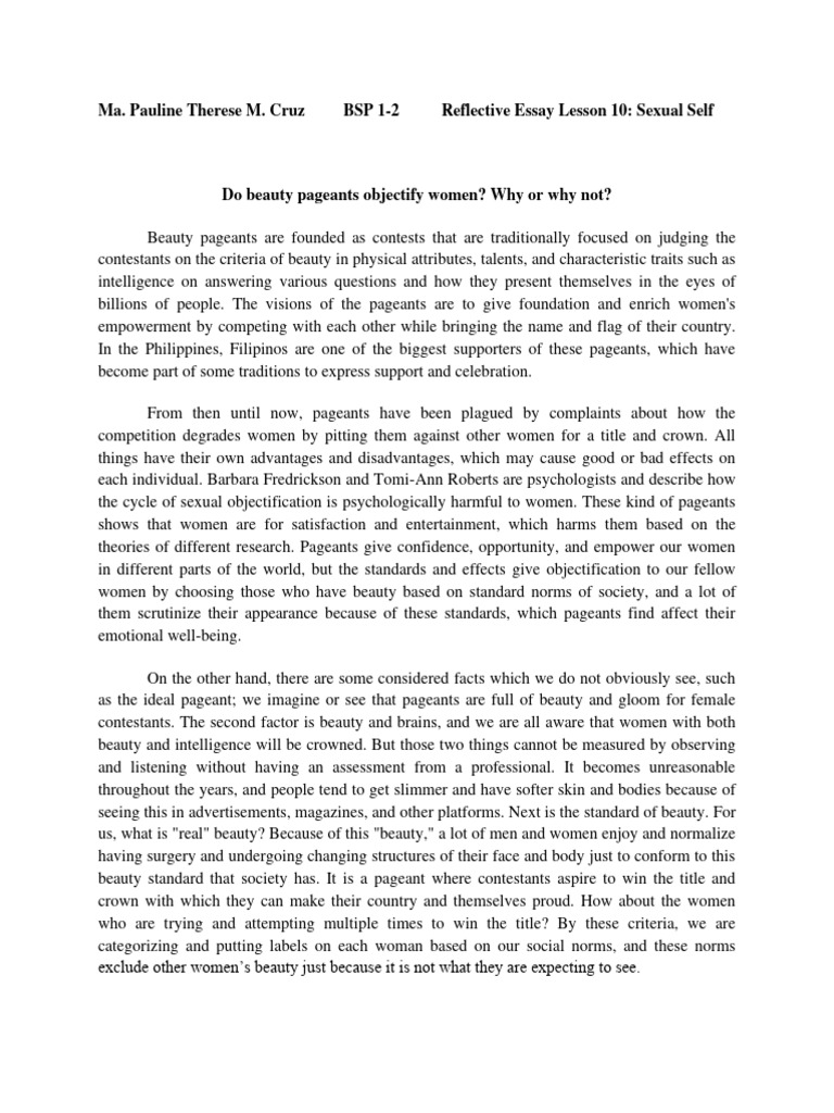 Essay - Lesson 10 - Cruz, Ma. Pauline Therese M. BSP 1-2 | PDF | Beauty ...