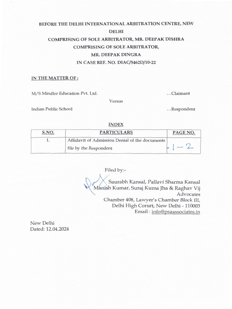 Admission Denial - Mindler V IPS | PDF | Affidavit | Legal Procedure Admission Denial - Mindler V IPS | PDF | Affidavit | Legal Procedure
