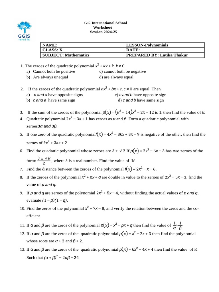 10 Polynomial | PDF | Polynomial | Zero Of A Function
