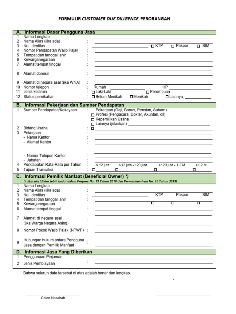 Form CDD - Perorangan | PDF