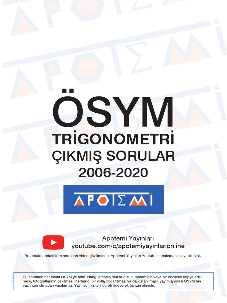 Apotemi Trigonometri Osym Son 15 Yıl Cıkmış Sorular | PDF