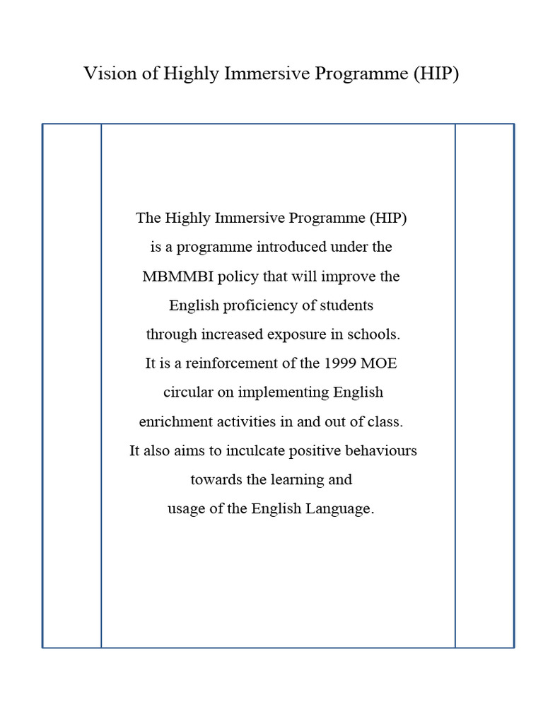 Vision and Mission of Highly Immersive Programme | PDF