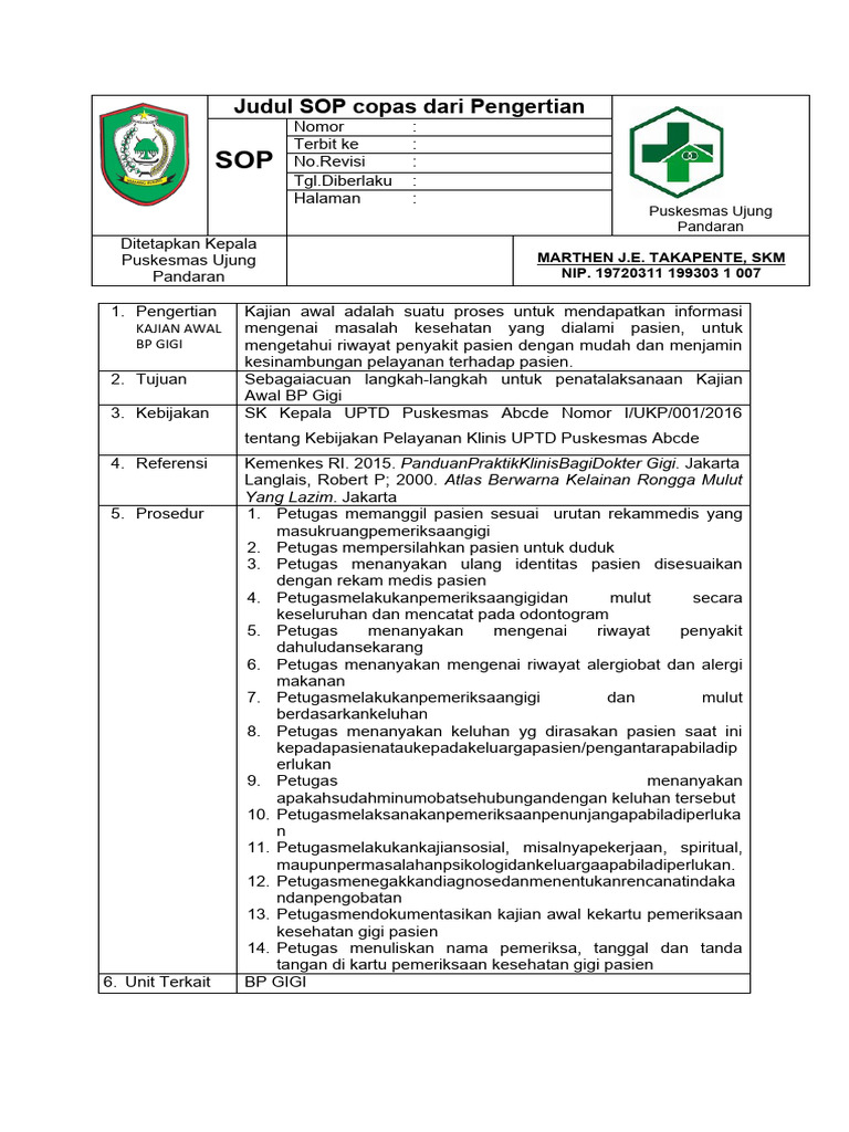 SOP GIGI FULL (Ocha) | PDF