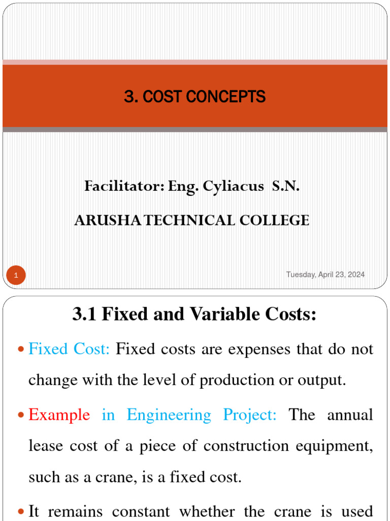 Lecture 3 - Cost Concepts | PDF | Cost | Opportunity Cost