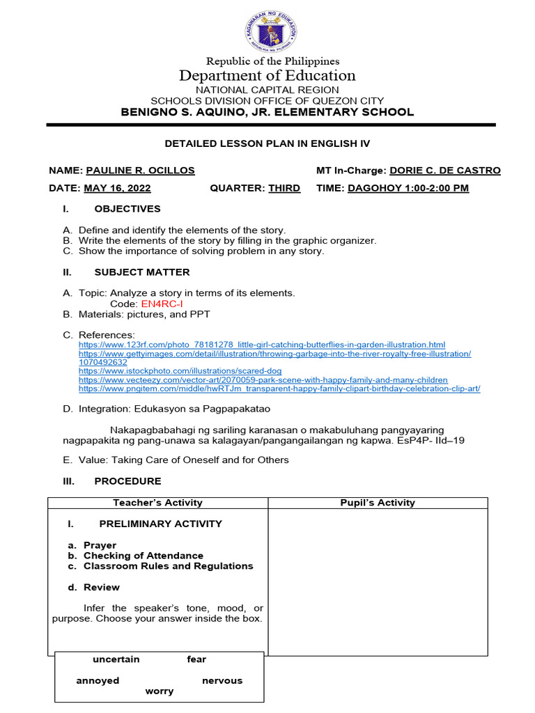 Detailed Lesson Plan in English IV | PDF | Language Arts & Discipline ...