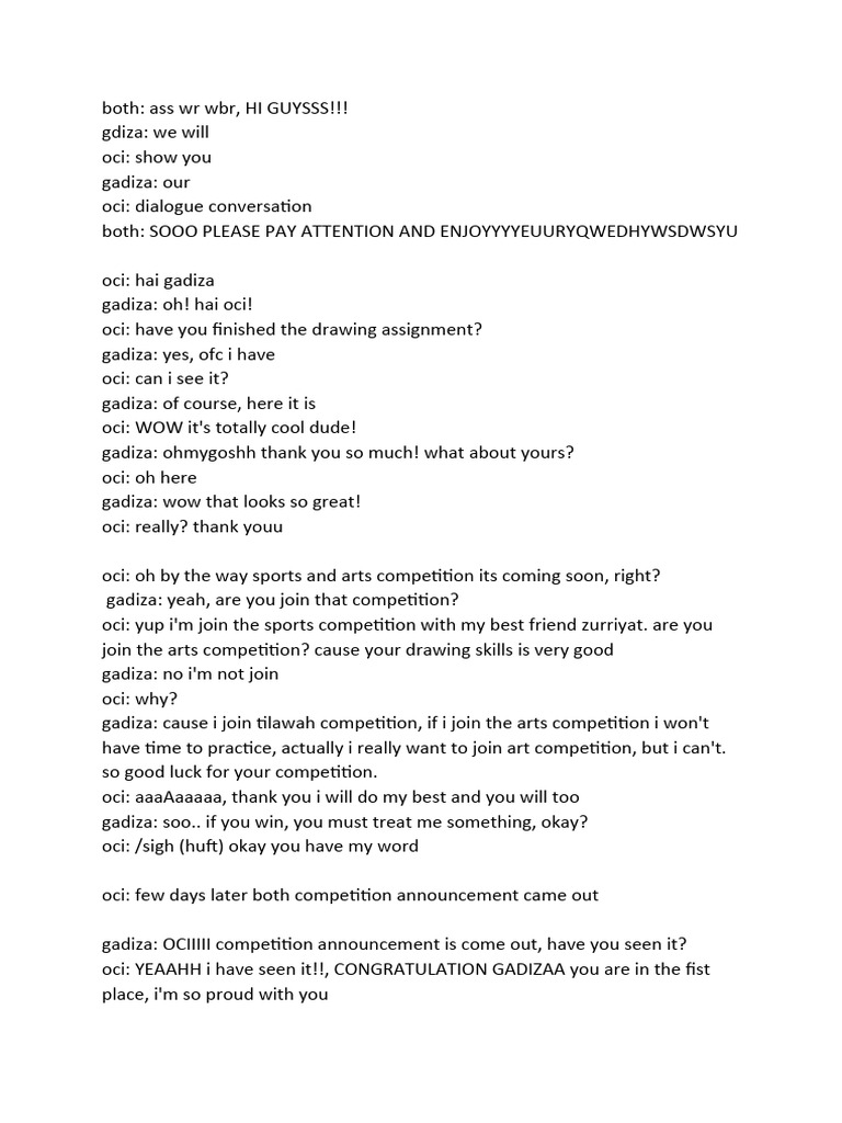 Dialogue Conversation Gadiza&oci | PDF