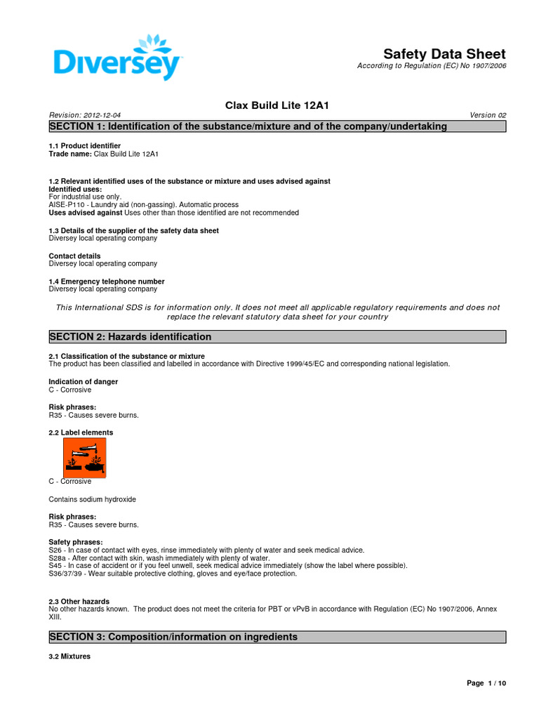 Clax Build Lite 12A1 Msds | PDF | Toxicity | Personal Protective Equipment
