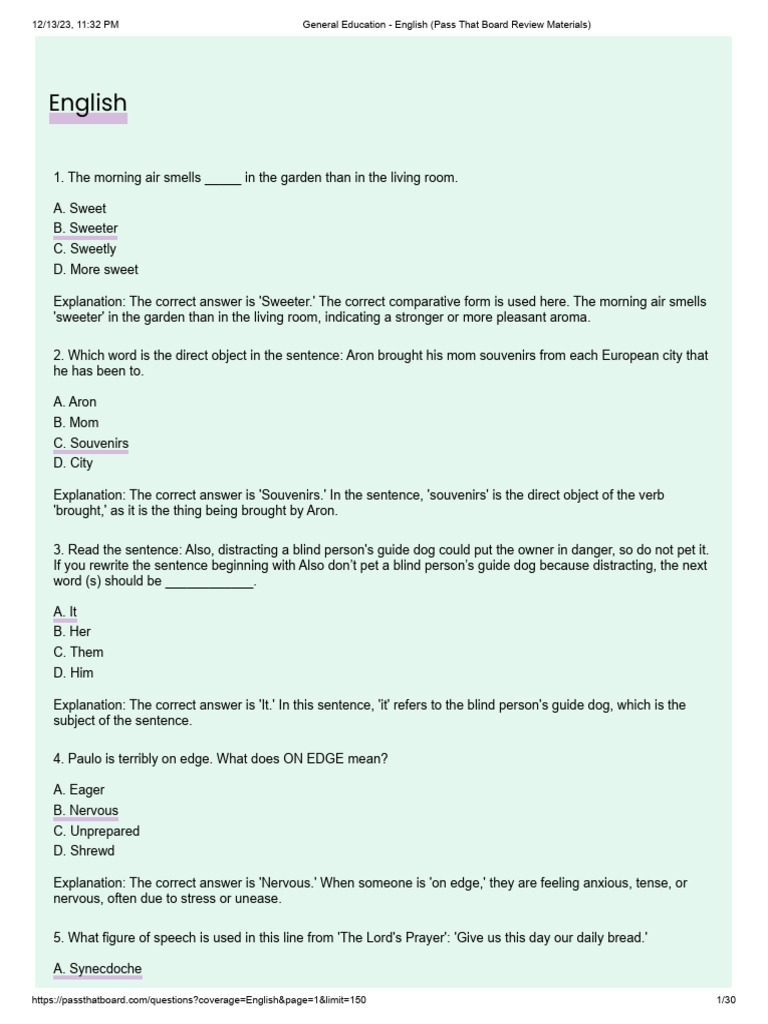 General Education - English - 1 | PDF | Mark Twain | Poetry