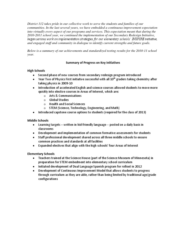 Curriculum Report Summary | PDF