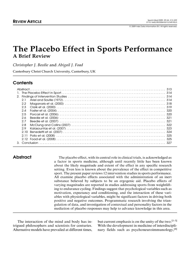 Efecto Placebo en Deportistas Leido | PDF | Placebo | Clinical Medicine