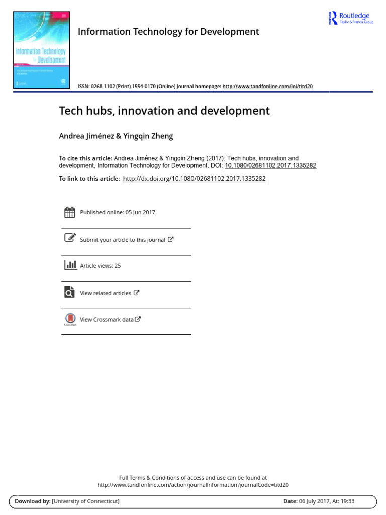Tech Hubs, Innovation and Development: Information Technology For Development | PDF | Innovation ...