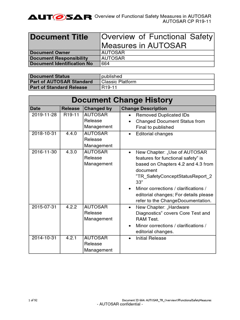 AUTOSAR EXP FunctionalSafetyMeasures | PDF | Interface (Computing) | Operating System