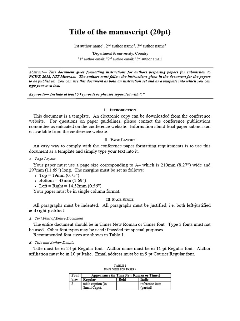 NCWE 2018 Paper Formatting Guide | PDF | Paragraph | Graphic Design