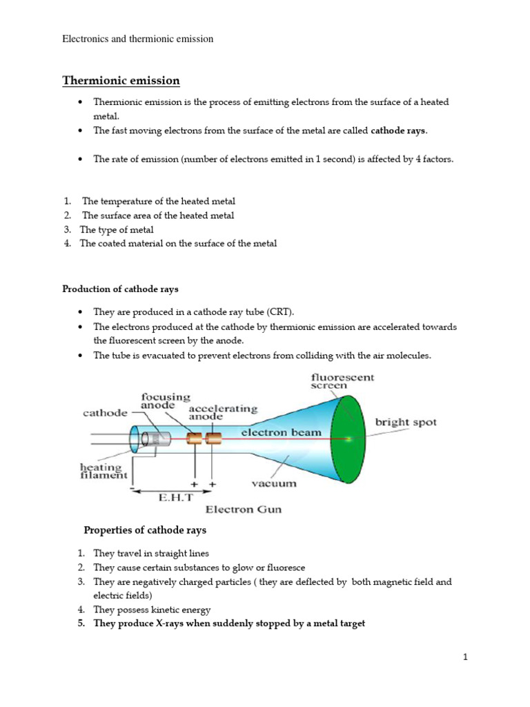 Thermionic Emission | PDF | Cathode | Electron