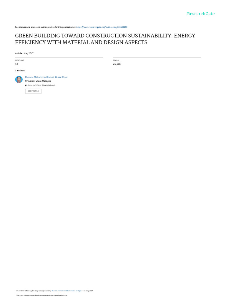 Green Building Toward Construction Sustainability: Energy Efficiency With Material and Design ...