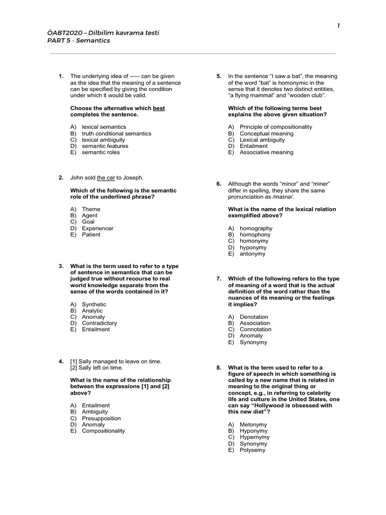 05 Semantics | PDF | Semantics | Lexical Semantics