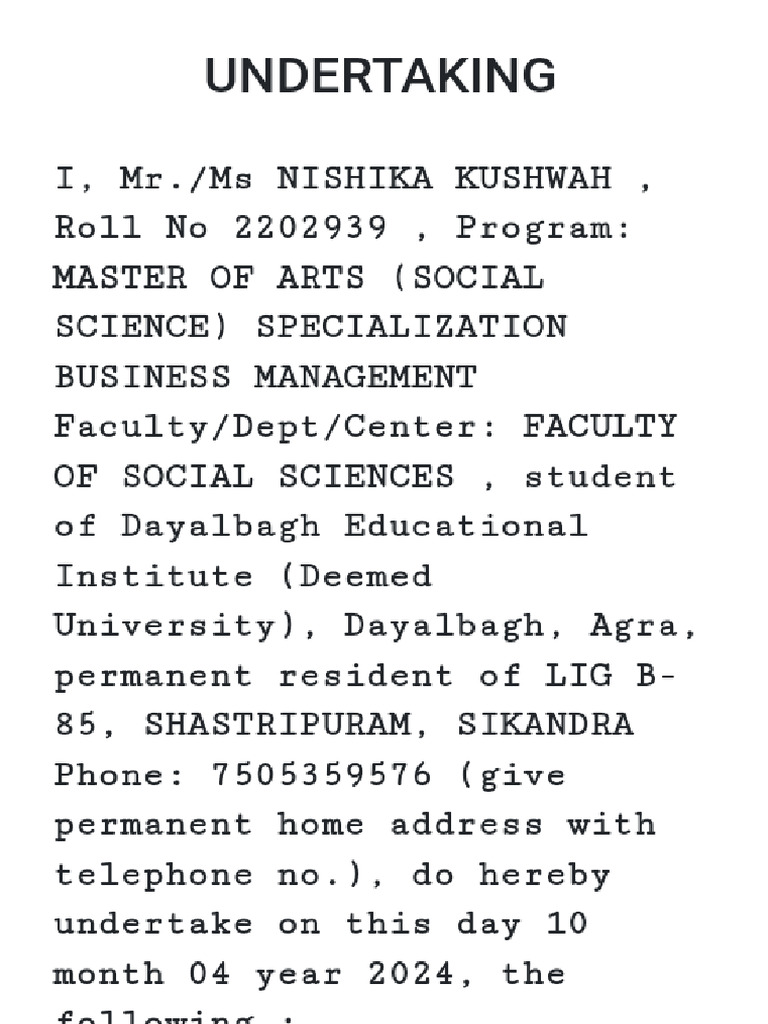 Undertaking (1) | PDF