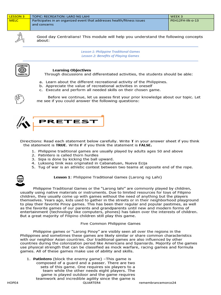 Hope 4 Q4 Lesson 3 | PDF