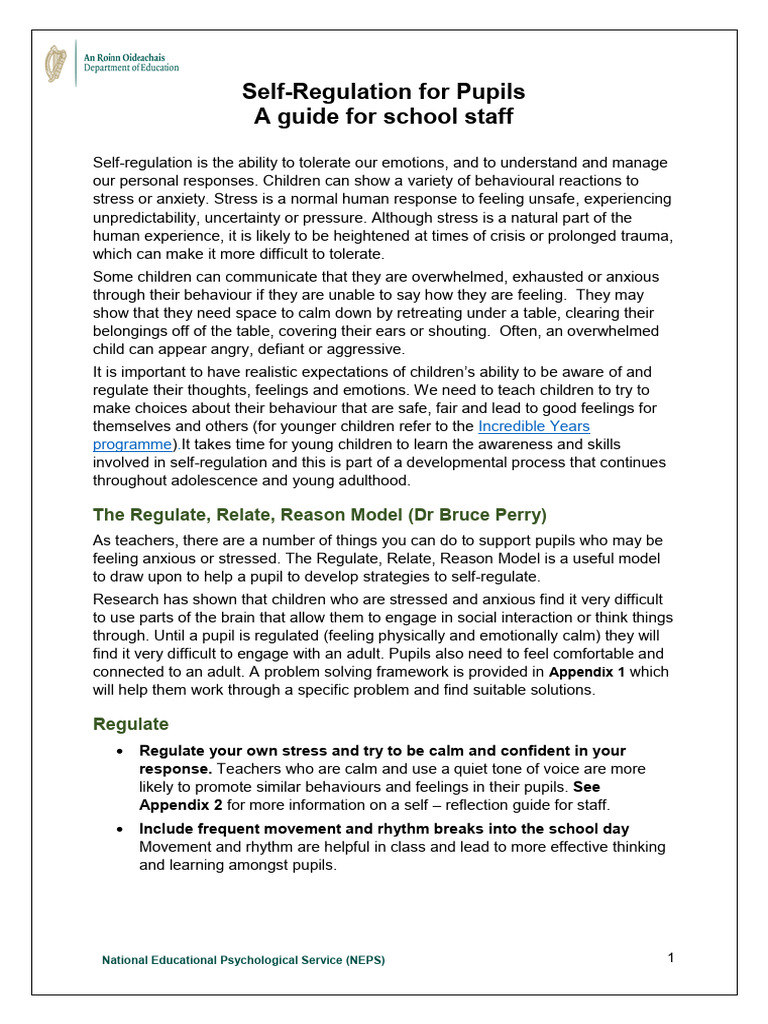 Self-Regulation - Guide For School Staff | Download Free PDF ...