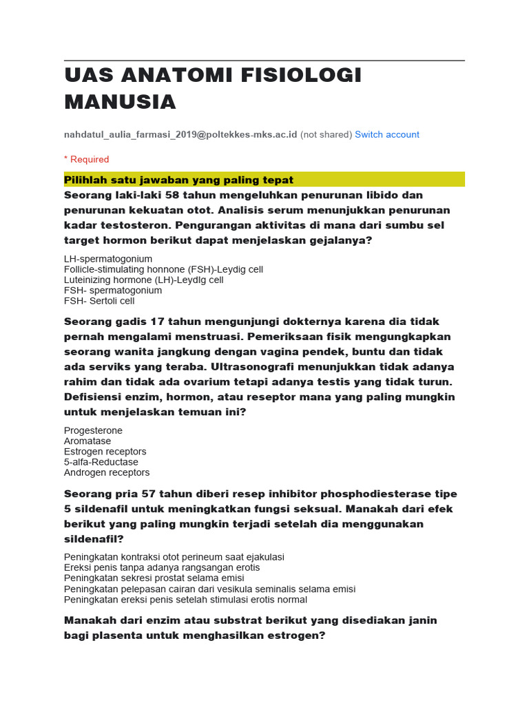 Uas Anatomi Fisiologi Manusia | PDF | Kesehatan Holistik