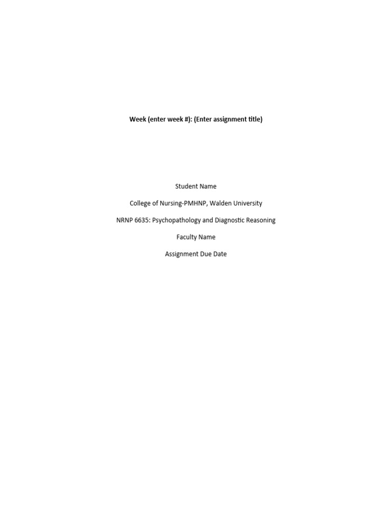 NRNP PRAC 6635 Comprehensive Psychiatric Evaluation Template 2 | PDF ...