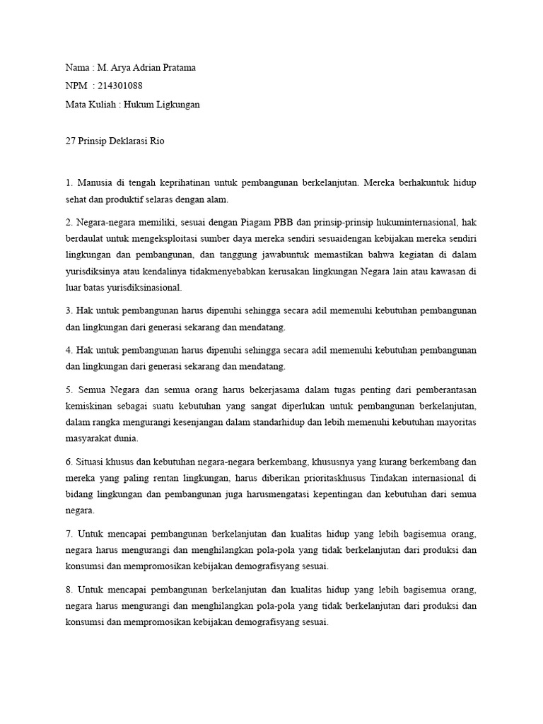 27 Prinsip Deklarasi Rio | PDF