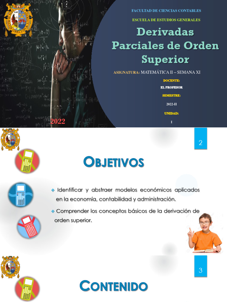 Semana 11 - Derivadas Parciales de Orden Superior.ver2 (2) | PDF | Derivado | Calculo diferencial