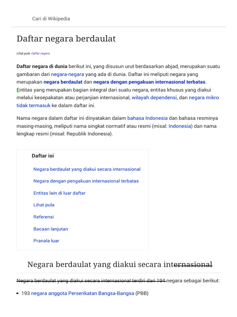 Daftar Negara Berdaulat di Dunia | PDF